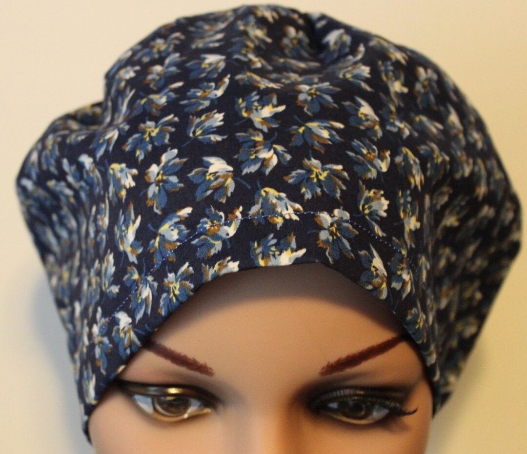 Medical Surgical, EURO, Women's Scrub Hat, Flowers, Blue - Etsy