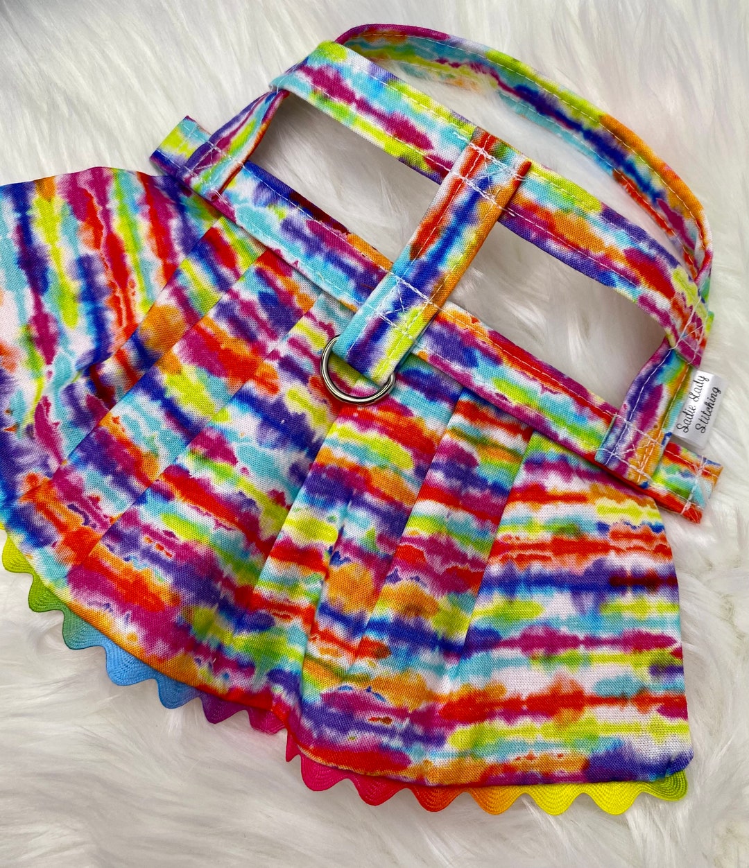 The Jill // Rainbow Dog Harness, Rainbow Pet Clothing, Rainbow Pet Halter, Tie Dye Pet Clothing ...