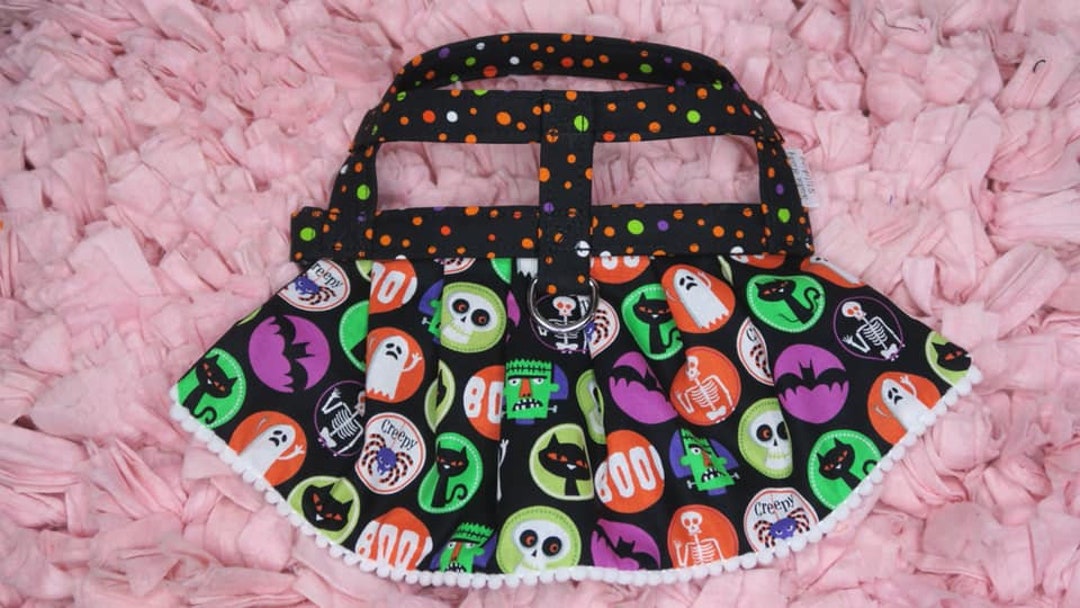 The Endora // Halloween Dog Harness Dress - Etsy
