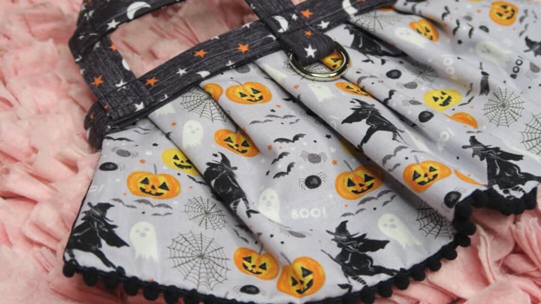 The Tabitha // Halloween Dog Harness Dress, Witch Dog Harness - Etsy
