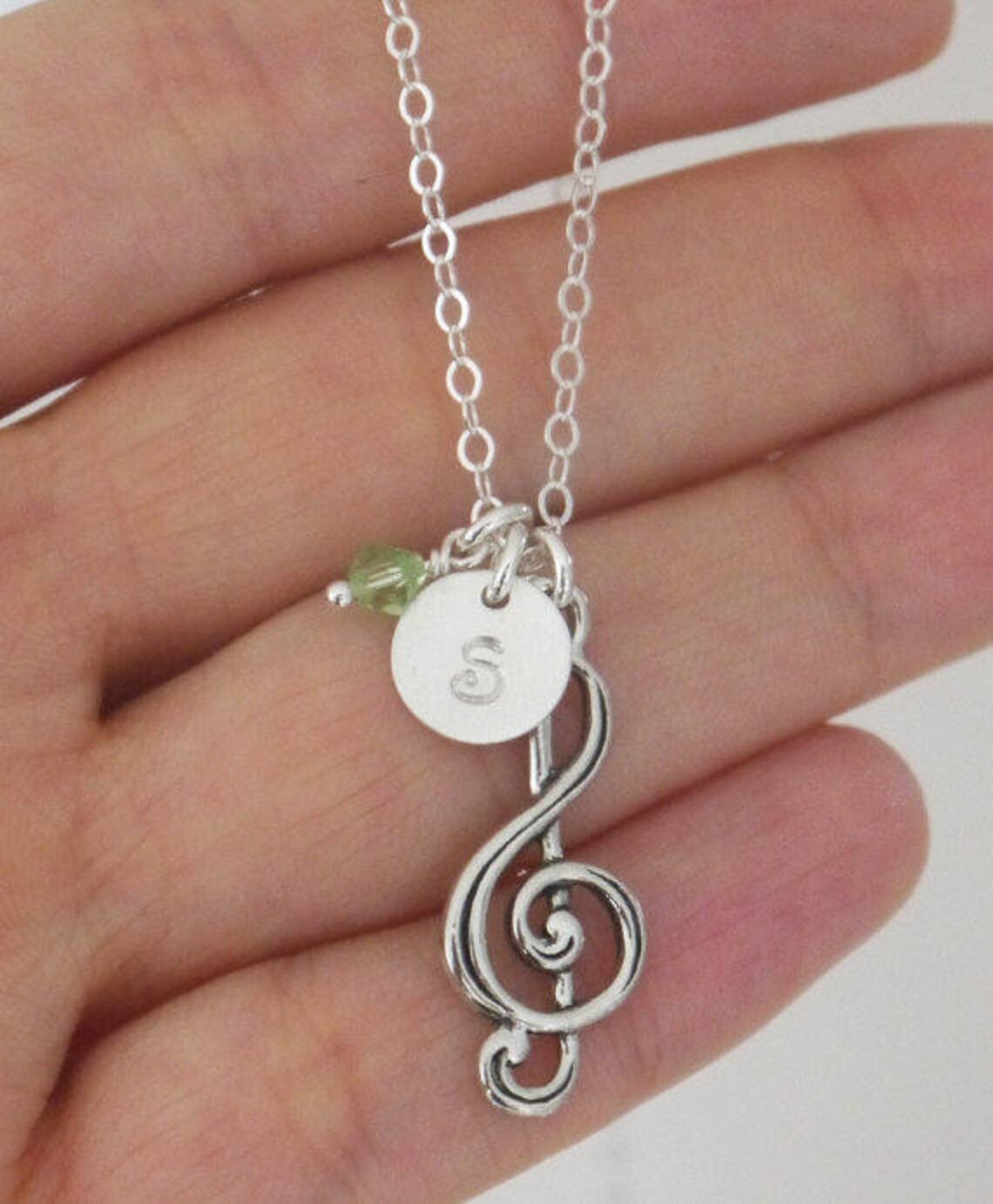 Personalized Music Necklace Treble Clef Necklace Music Note - Etsy
