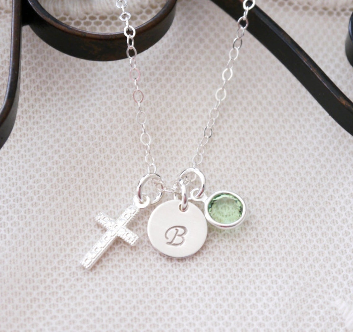 Cross Initial Necklace Personalized Cross Initial Necklace - Etsy