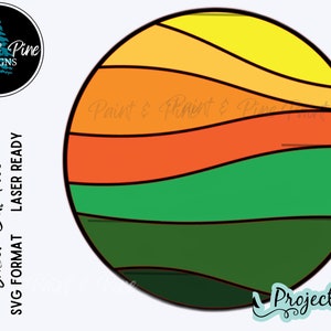 Abstract Waves Sun Nature Round Sign SVG Instant Digital Download Laser ...