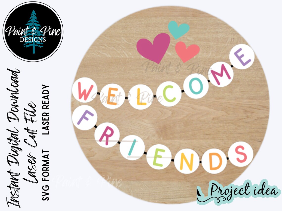 Friendship Bracelet Welcome Friends Round Sign SVG Instant Digital ...