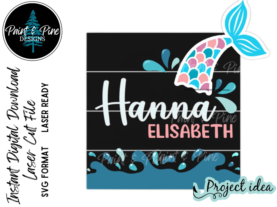 Mermaid Square Sign SVG Instant Digital Download Laser Cut File Door ...