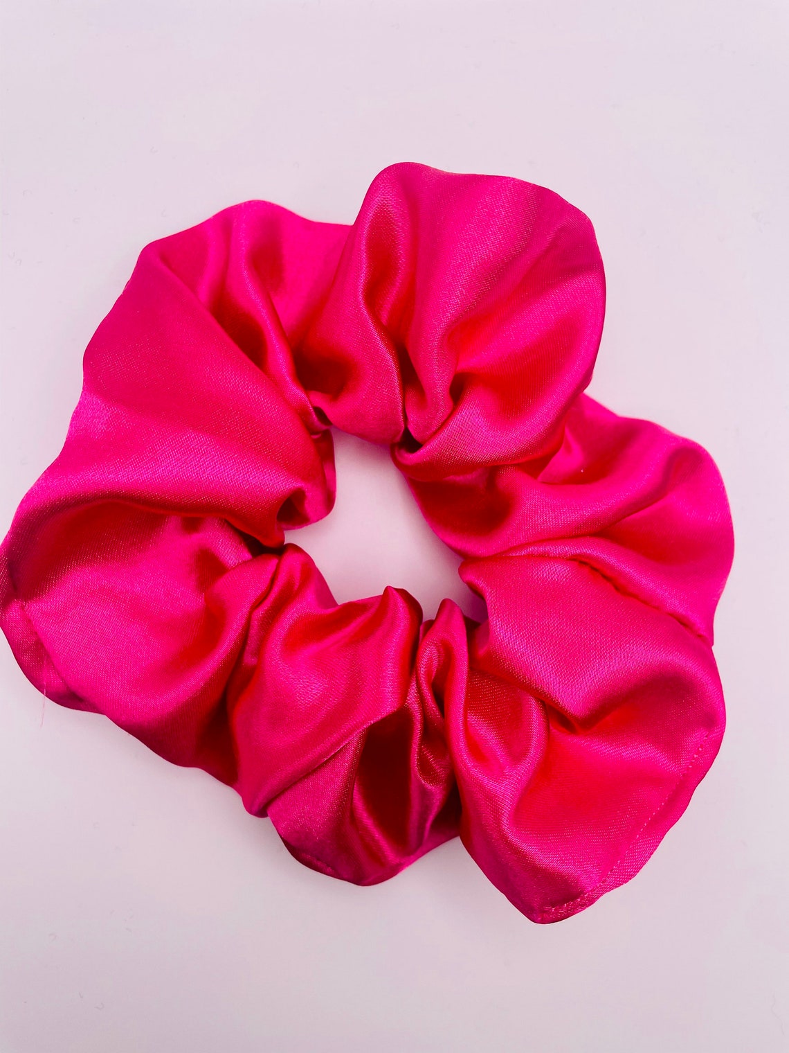 Bright Pink Satin Hair Scrunchies - Etsy