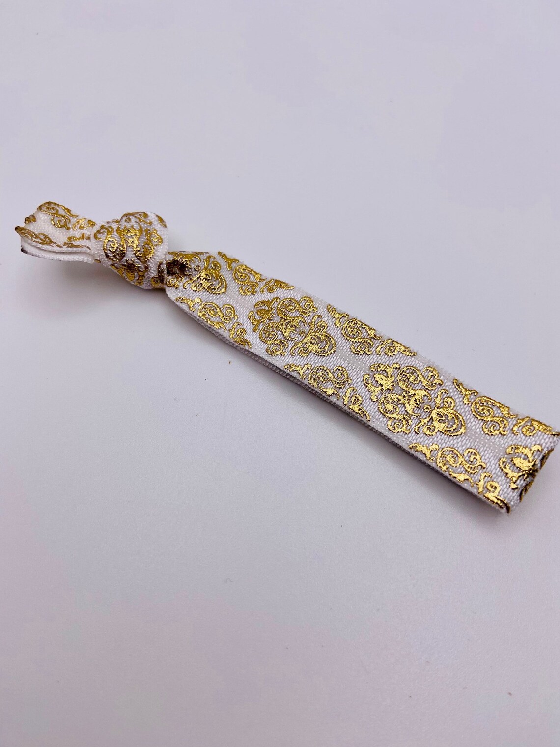 White With Gd Scroll Hair Tie - Etsy