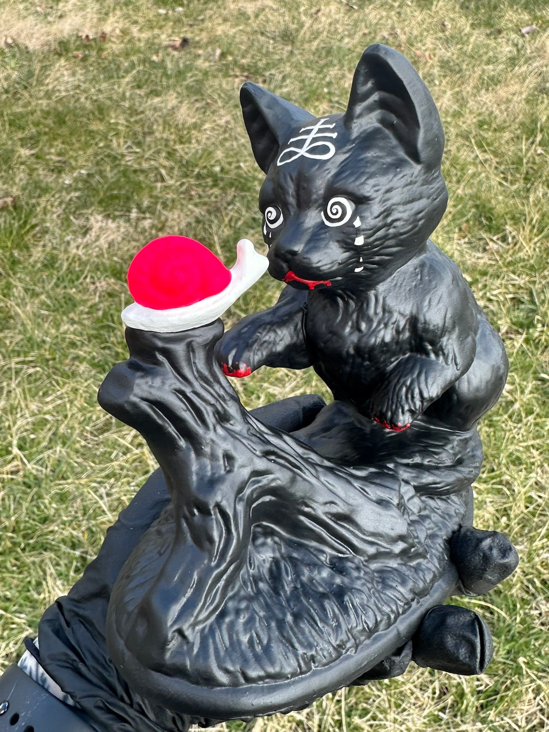 Trippy Satanic Kitty/snail Blacklight Reactive Repurposed Figurine. - Etsy