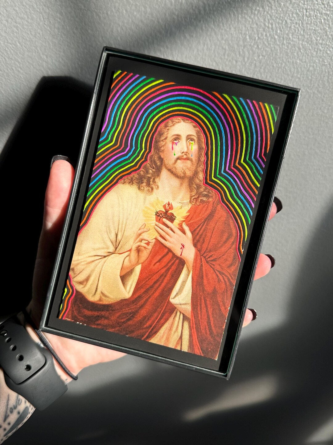 Neon Blacklight Jesus Painting Framed. - Etsy