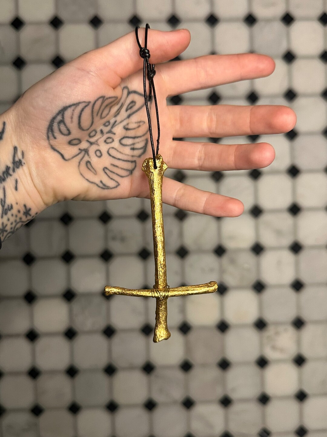 Gold Opossum Bone Inverted Cross Ornament/wallhanger. - Etsy