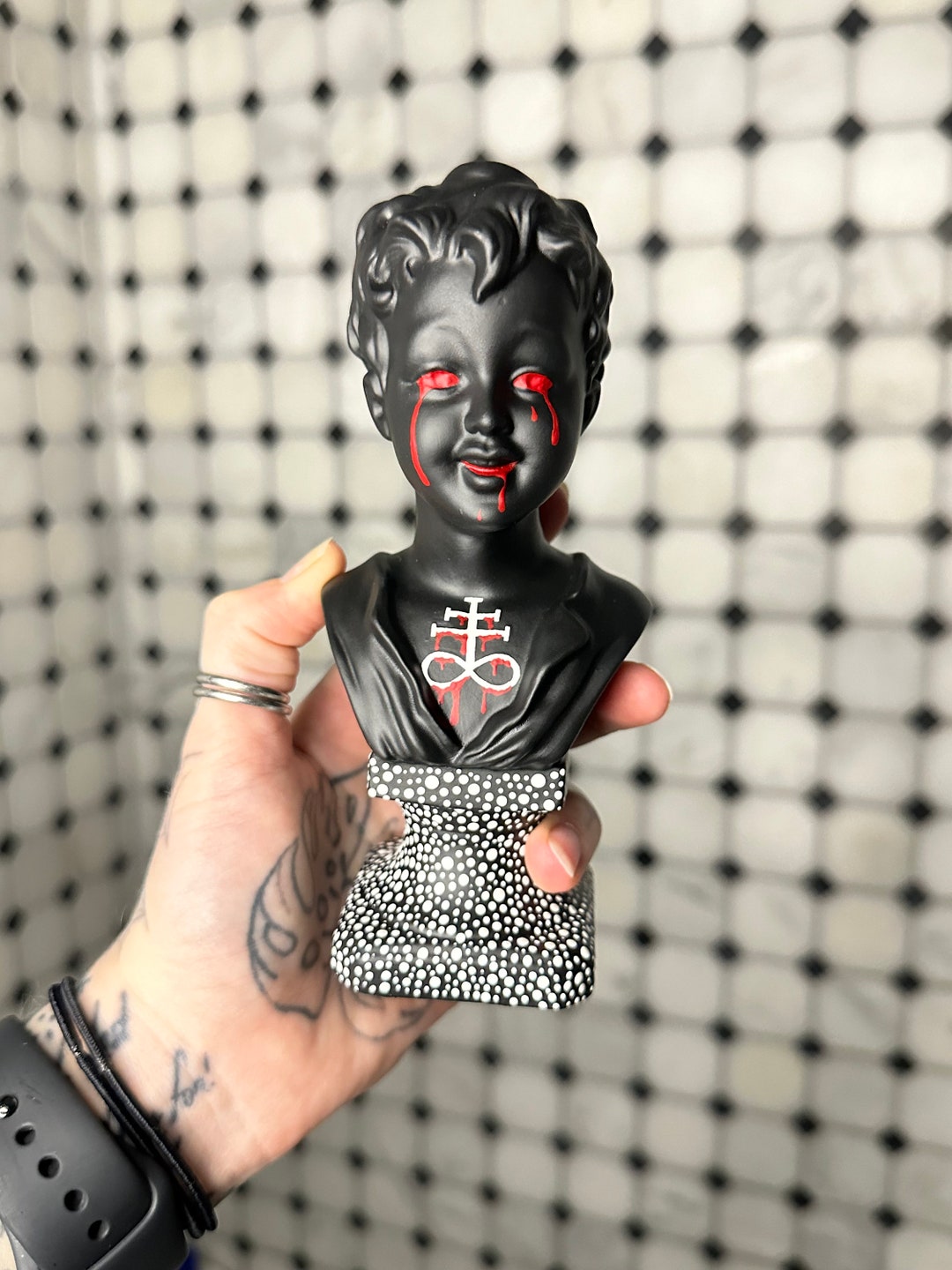 Crying Satanic Trippy Bust Figurine. - Etsy