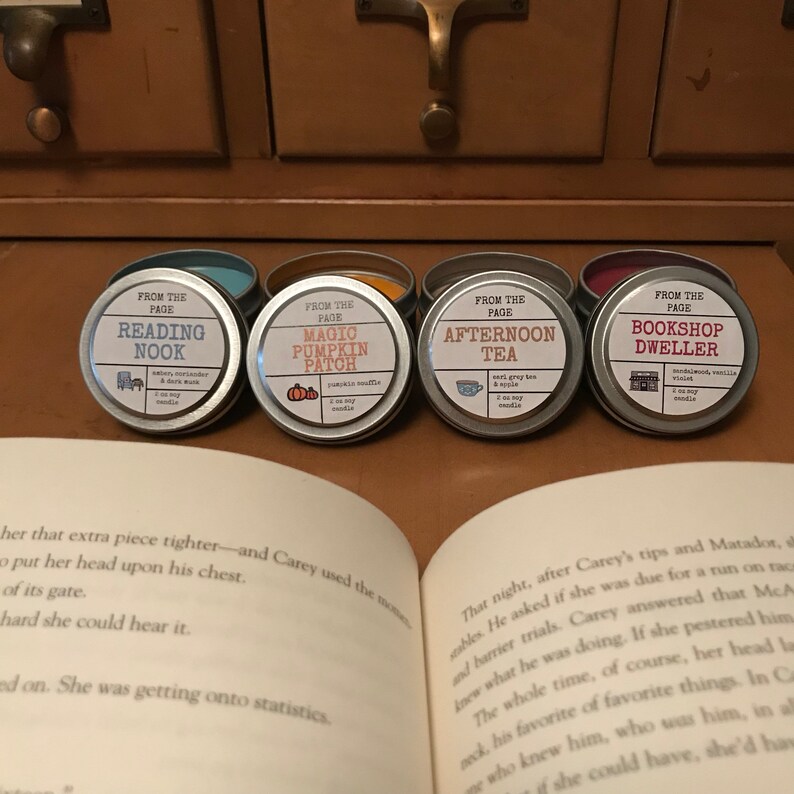 SAMPLER PACK Pick Four 2 Oz Soy Book Inspired Candle Tins - Etsy