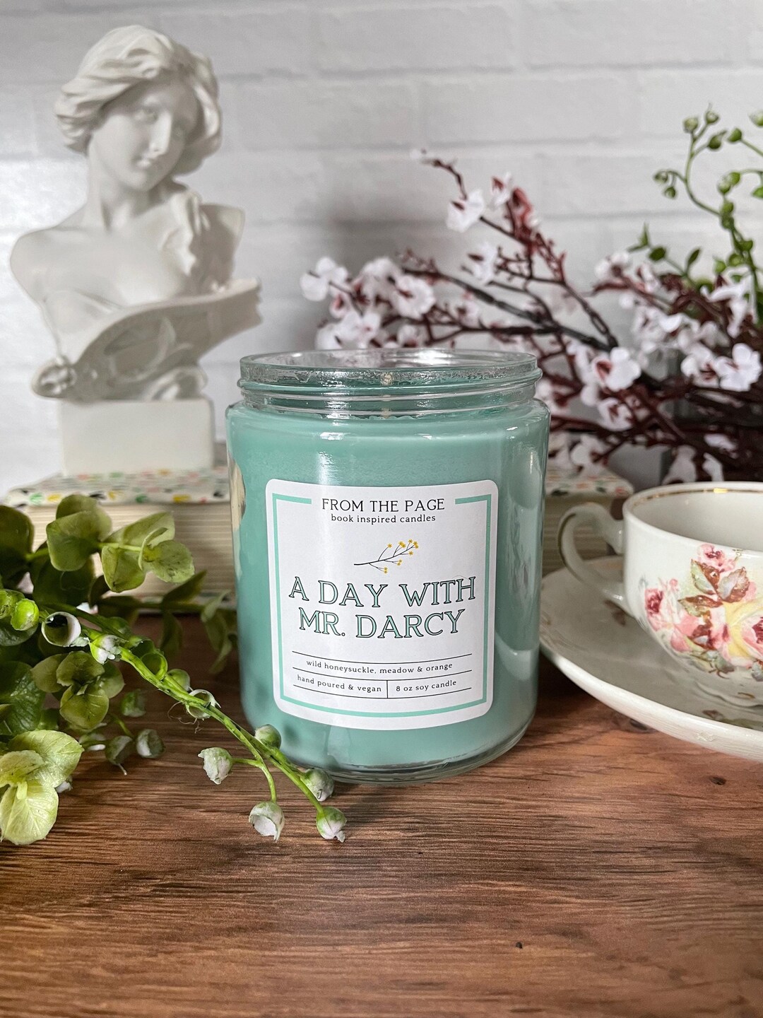 Mr. Darcy Book Candle | Honeysuckle, Meadow & Orange Scented 8 Oz Soy ...