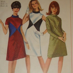 60s Mod A Line Dress Triangular Shaped Front N Back Insets Round Neck ...
