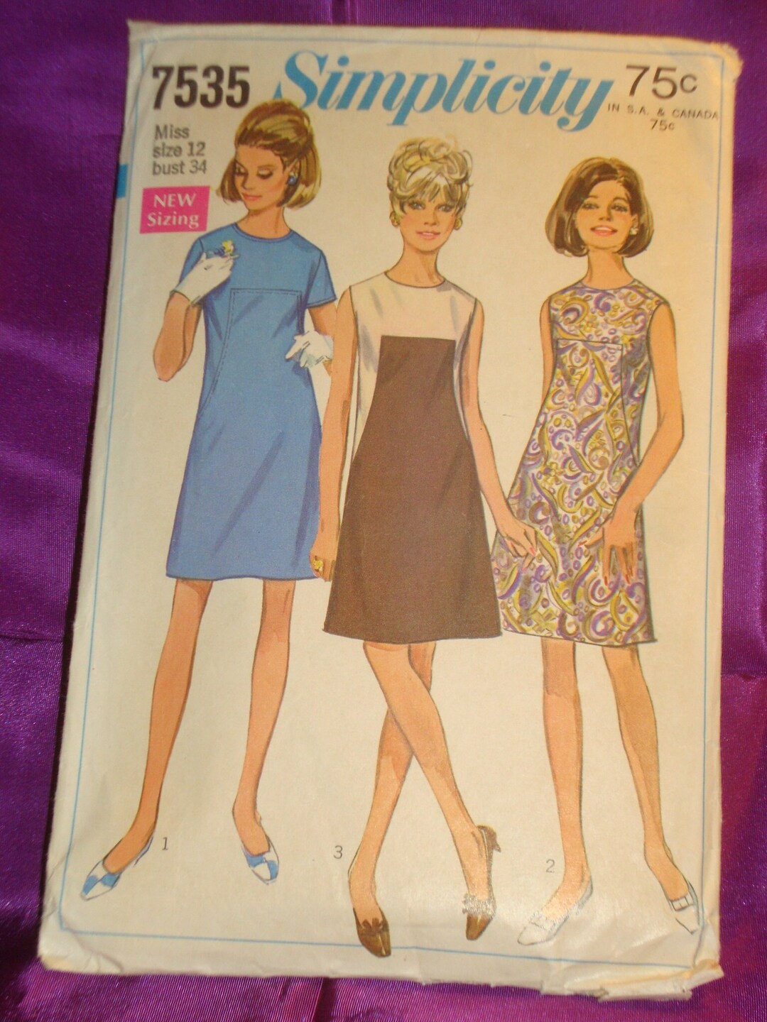 60s Mod A Line Dress W Front Yoke N Shaped Side Insets Cut in One ...