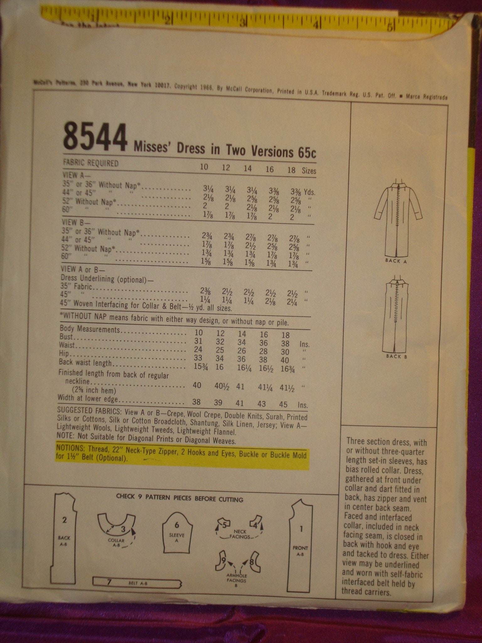 60s Easy Slim Fit Skimmer Dress Gathered at Front Roll Collar Three ...