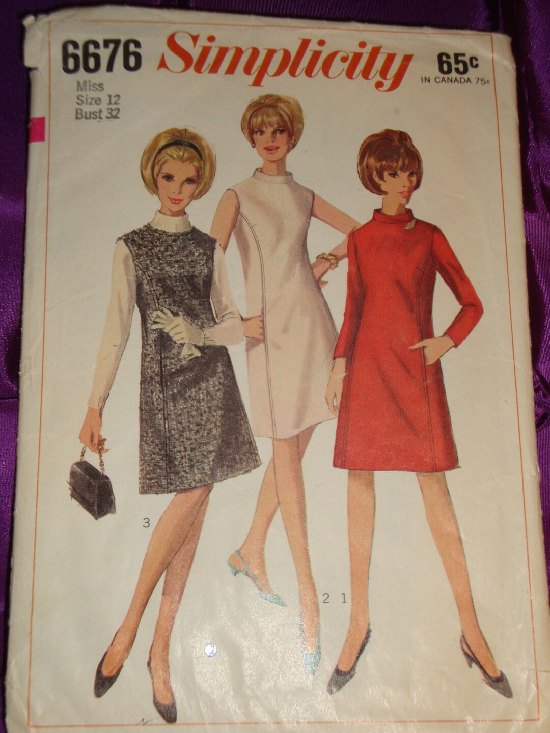 60s Mod Dress Jumper Side Panels W Front Pockets Rnd Neck or Mandarin ...