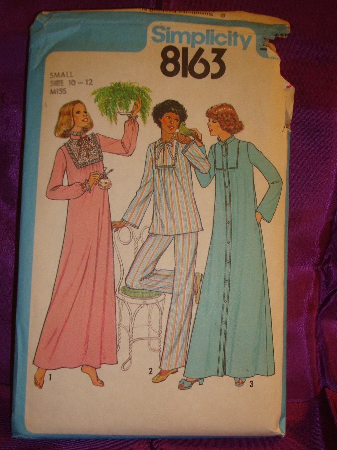 70s Sleepwear Loungewear Long Sleeve Pullover Nightgown N Pajama Top ...