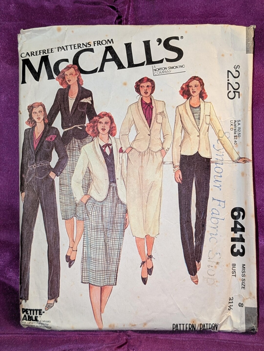 70s Bust 31.5 Single Button Jacket Skirt Gathered at Wstbnd Back Zip ...