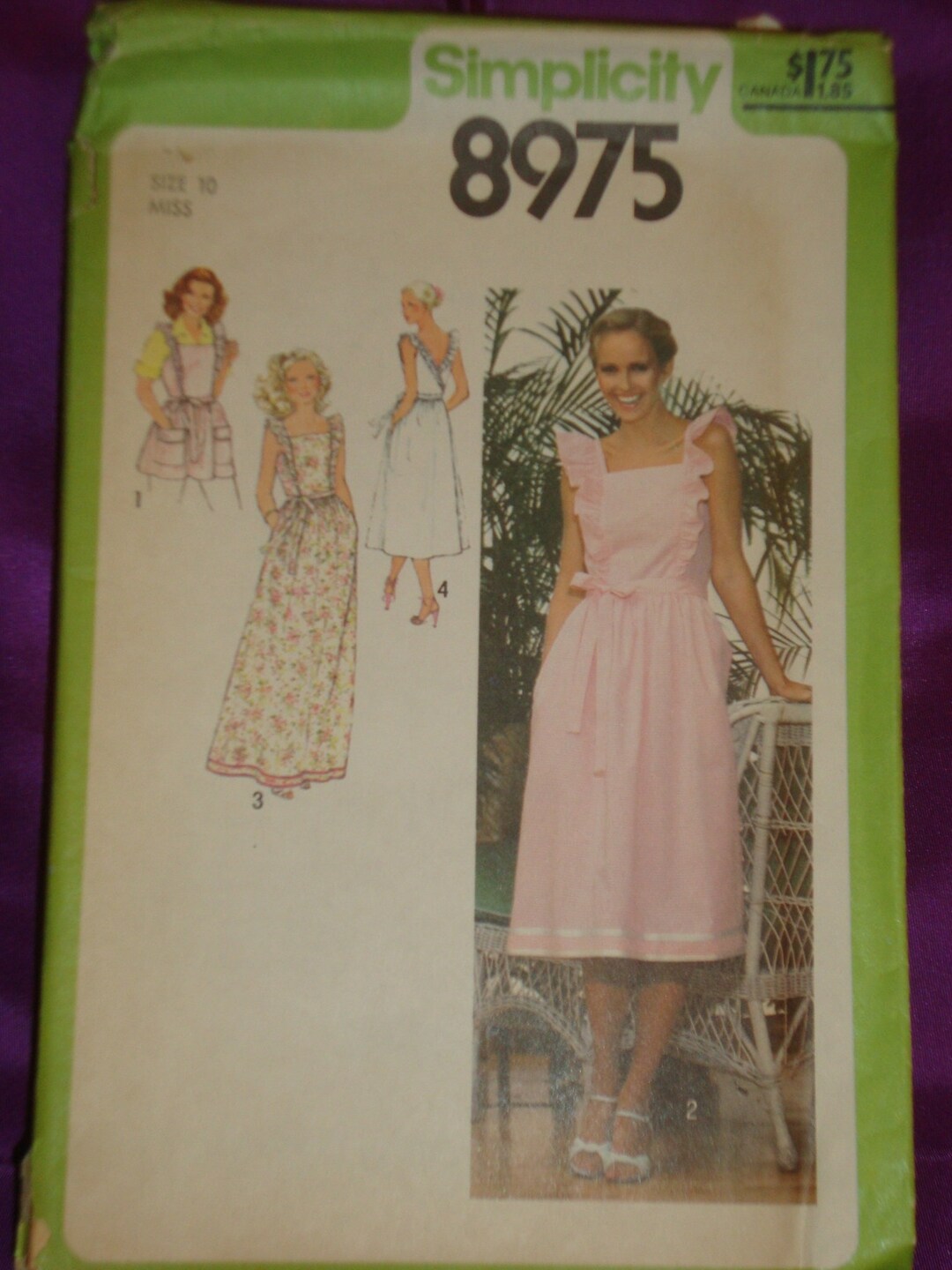 70s Back Wrap Pinafore Dress Below Knee N Evening Lgth or Top Apron ...