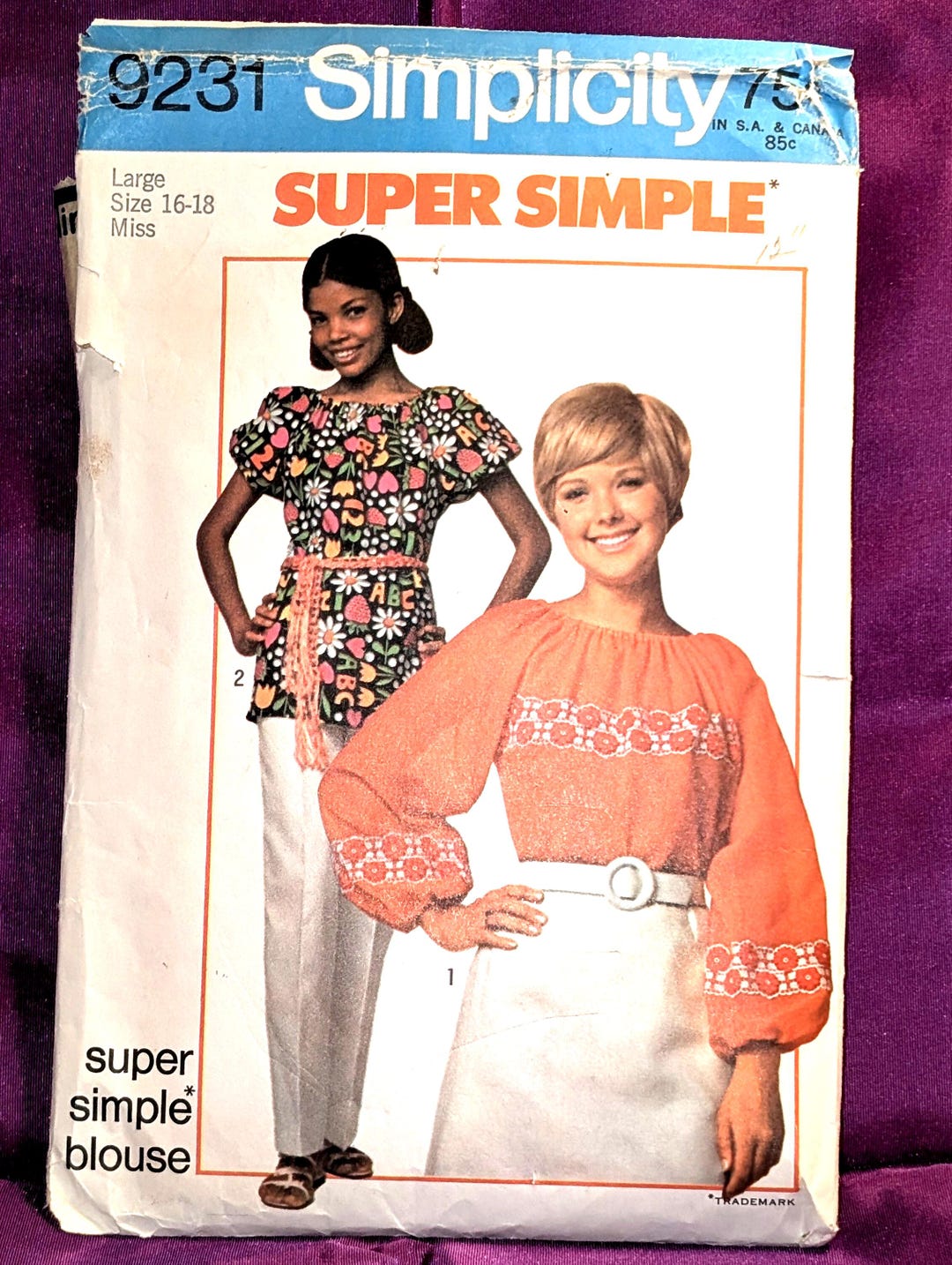 70s EASY Pullover Peasant Top Elastic Neckline Short Puffed or Long ...