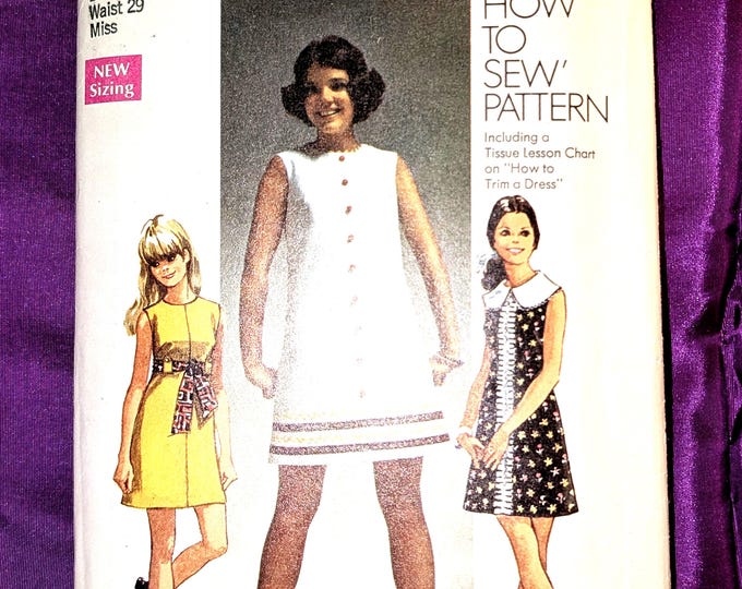 60s Mod A Line Dress Miss Size 18 Jewel Neck Sleeveless W Extend ...