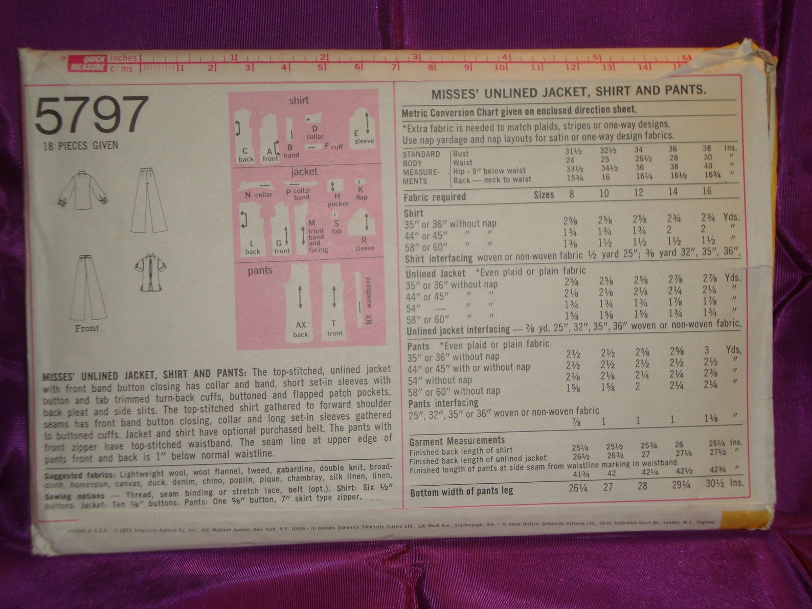 70s Shirt Jacket Center Back Pleat Short Cuffed Slvs W Tabs Pullover ...