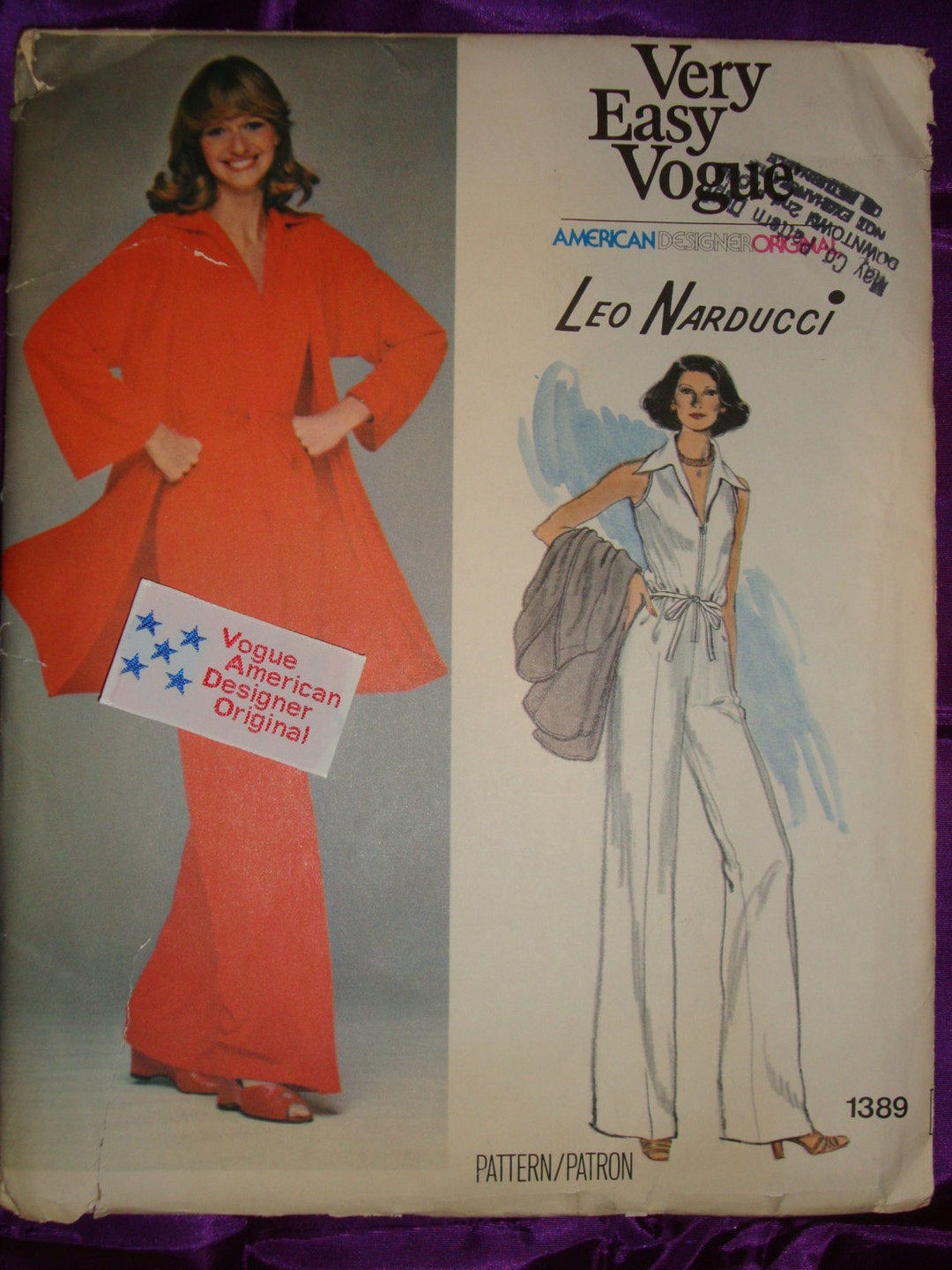 70s Easy Leo Narducci Separates Front Zip Jumpsuit Flared Leg ...