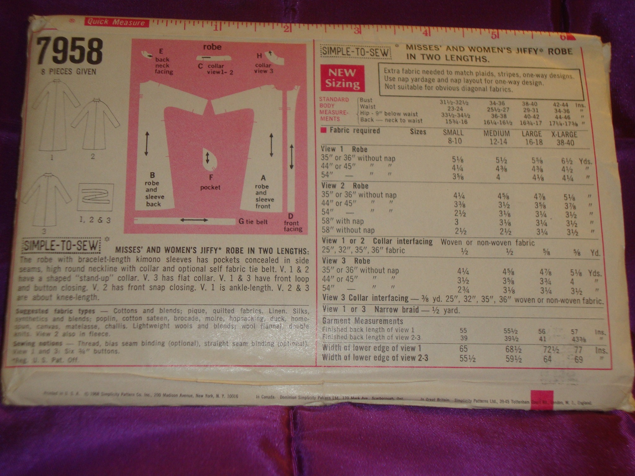 60s Easy Robe Ankle N Knee Lgth Front Button Loop or Snap Closure 2 ...