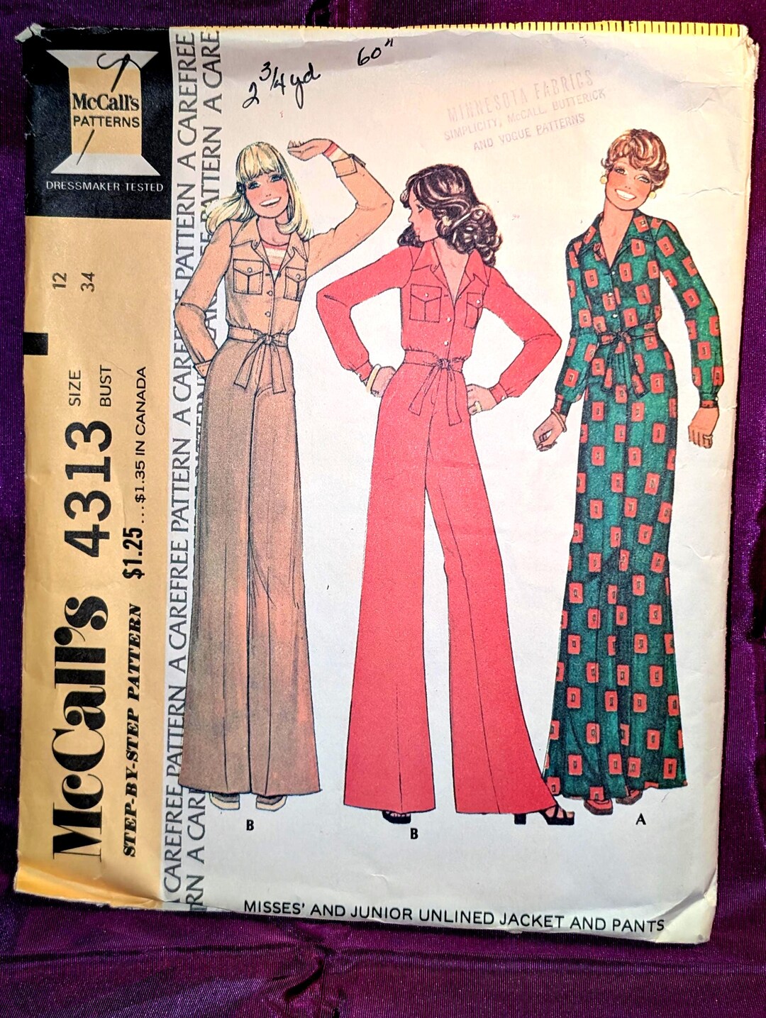 70s Bust 34 Separates Front Button Jacket Waist Length Attached Tie ...