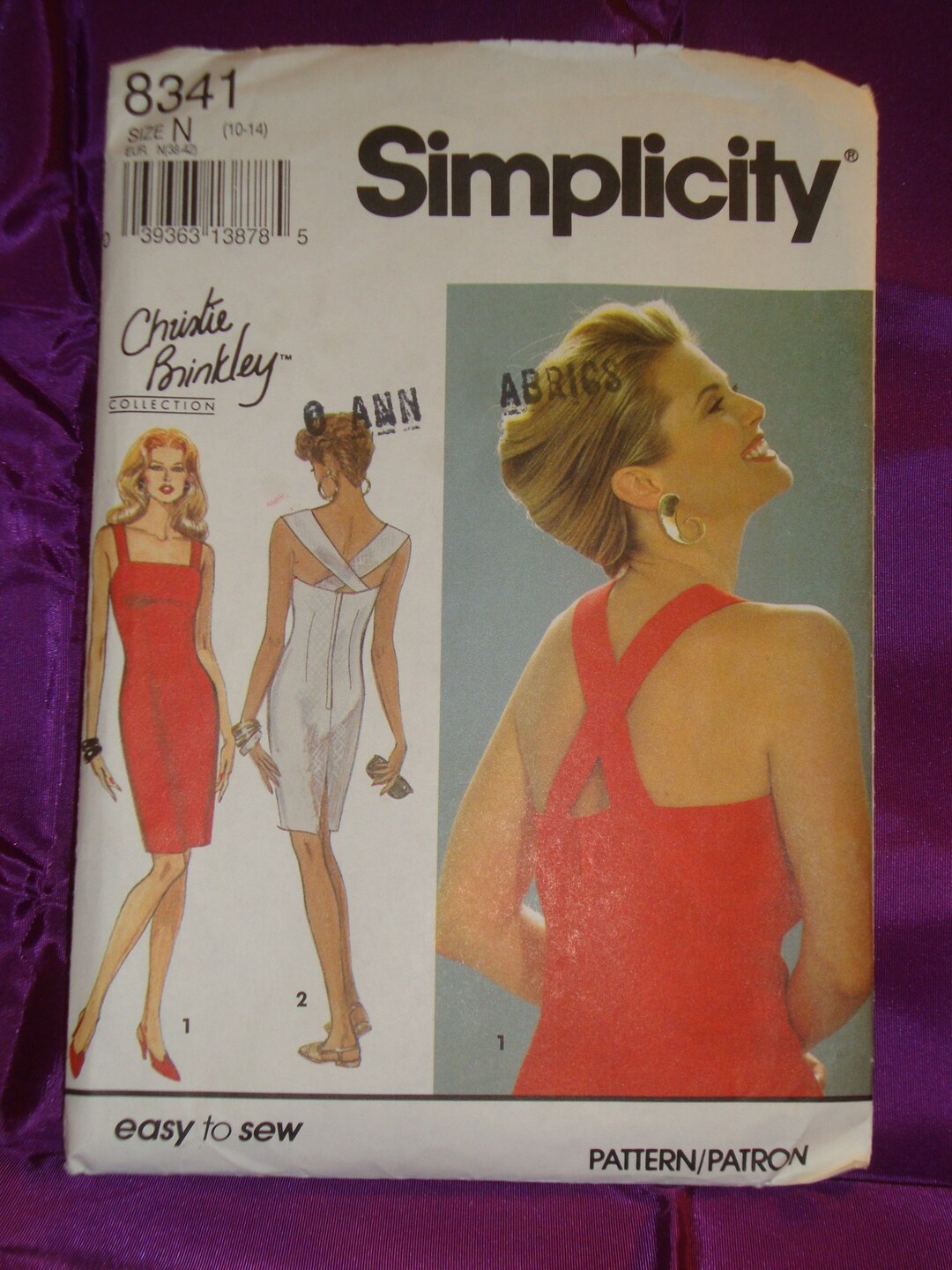 90s Easy Christie Brinkley Slim Skimmer Dress Slvls W Straight or Shaped Cross Back Shoulder ...