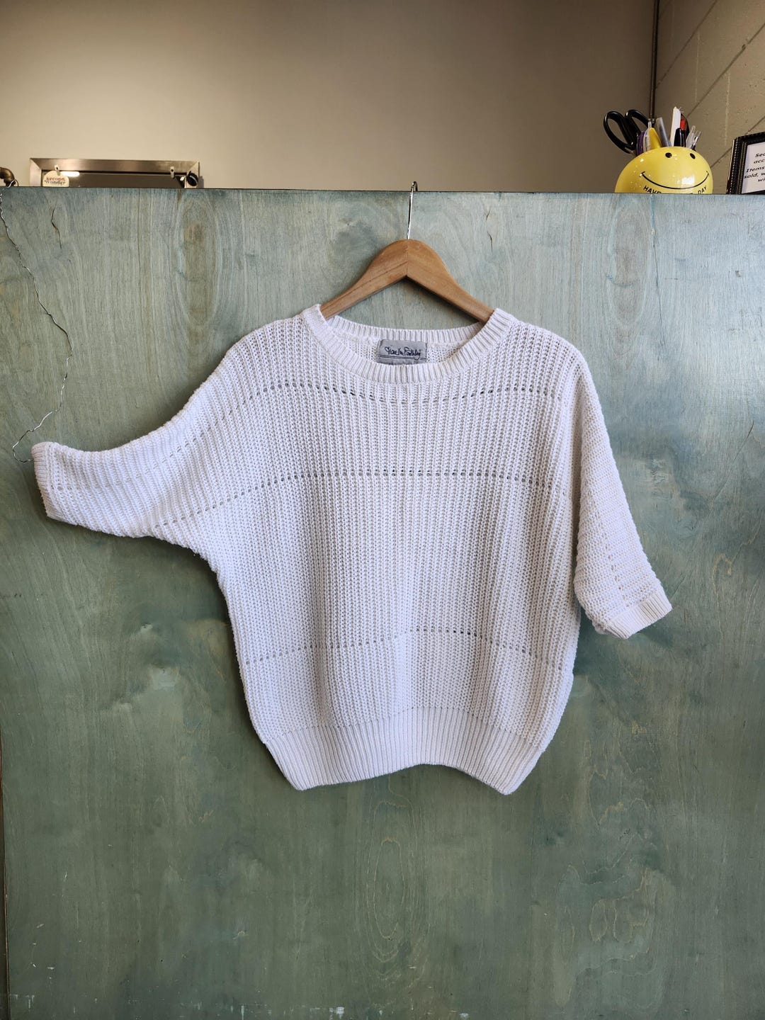 1980s White Cotton Sweater W/ Dolman Sleeve. by Diane Von Furstenberg ...