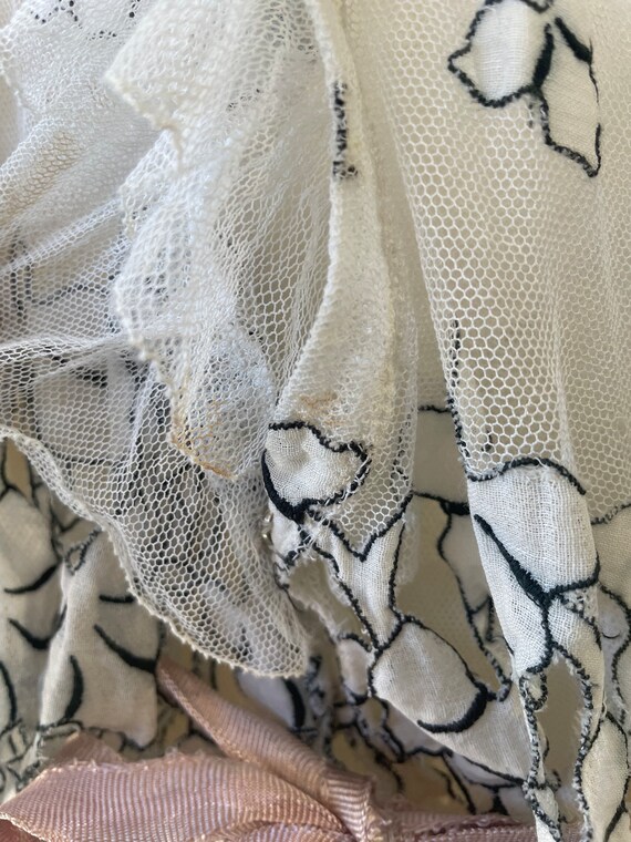 1910s Net Lace Dress with Flower and Ribbon Trim. Lay… - Gem