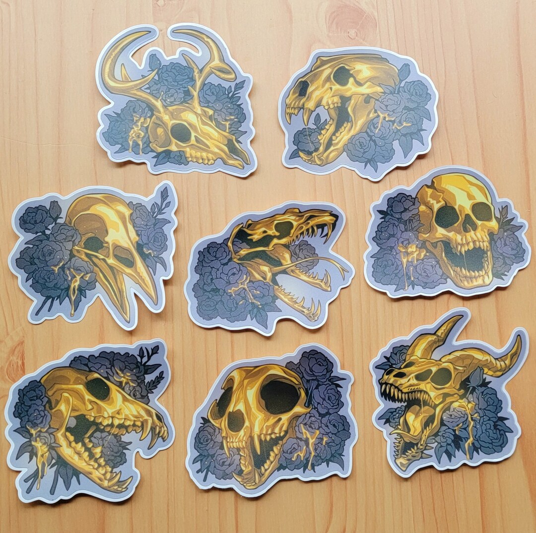 Golden Skull Stickers - Etsy