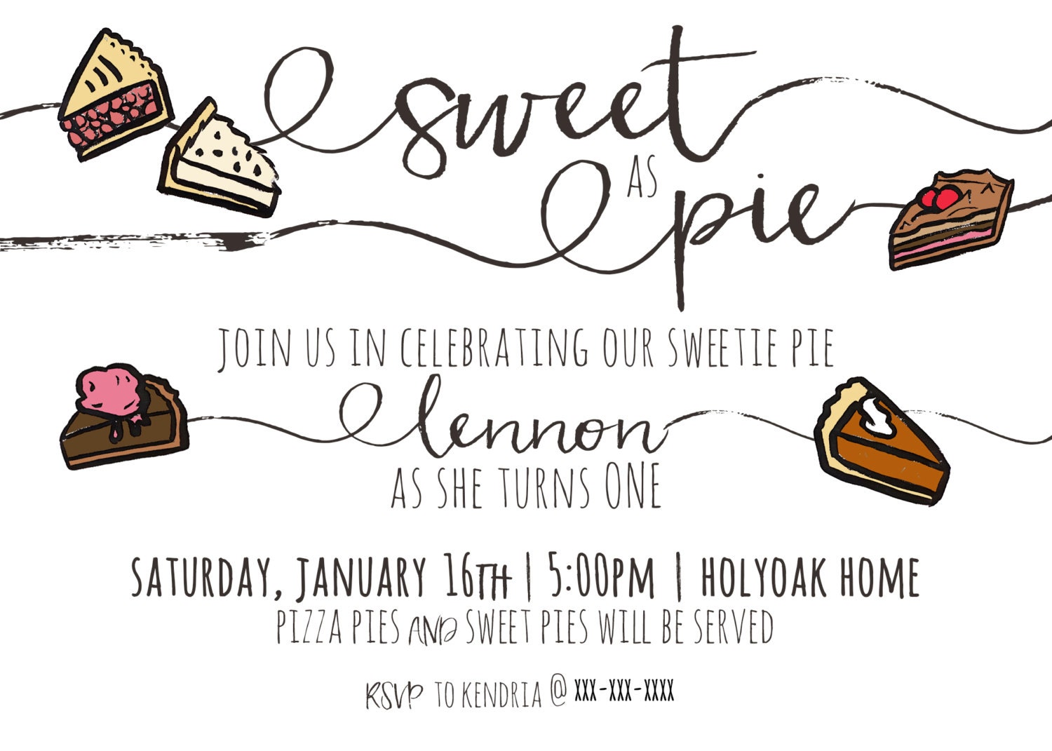 Sweet as Pie Party Invitation birthday, Digital File, Customized - Etsy