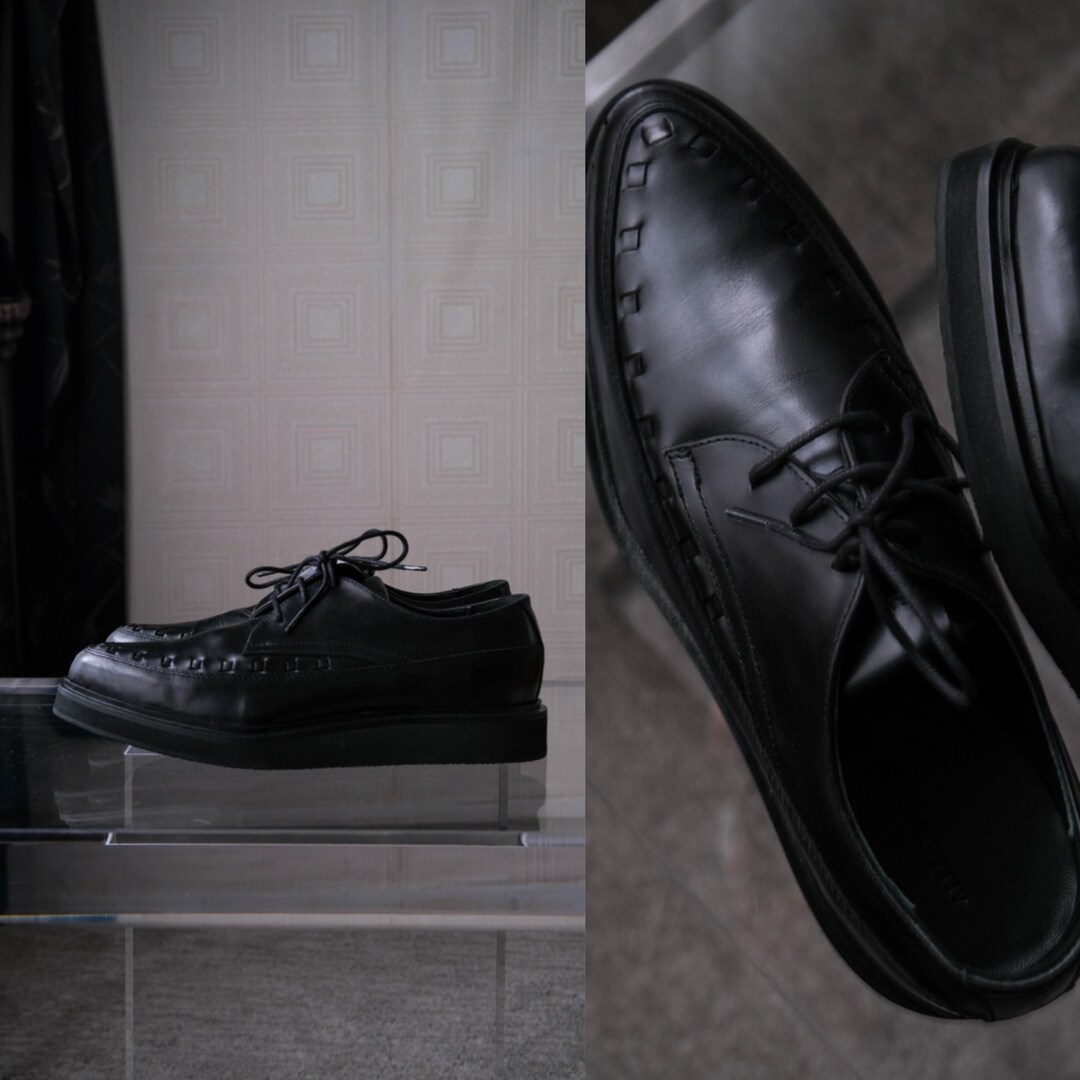ALL SAINTS Black Topper Derby Lace Leather Creeper Shoes | UNWORN ...