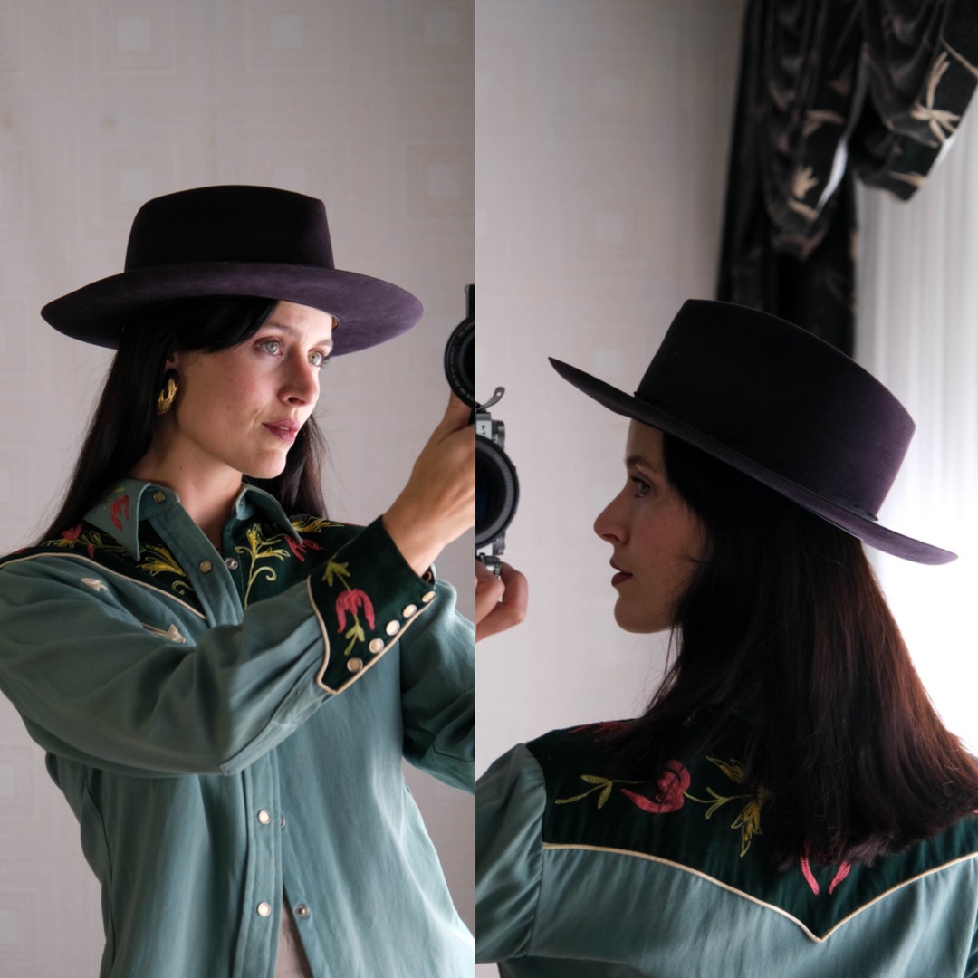 Duke of Soho by Home 1969 Cherry Black Beaver Fur & Silk Wide Brim ...