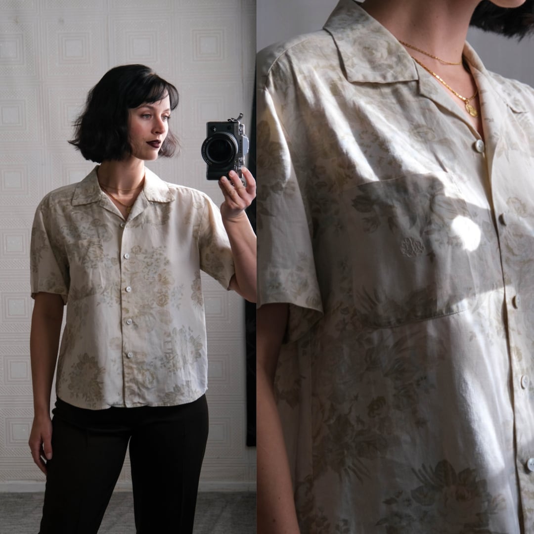 Vintage 90s LAUREN by Ralph Lauren Linen Pastel Floral Print Loop ...