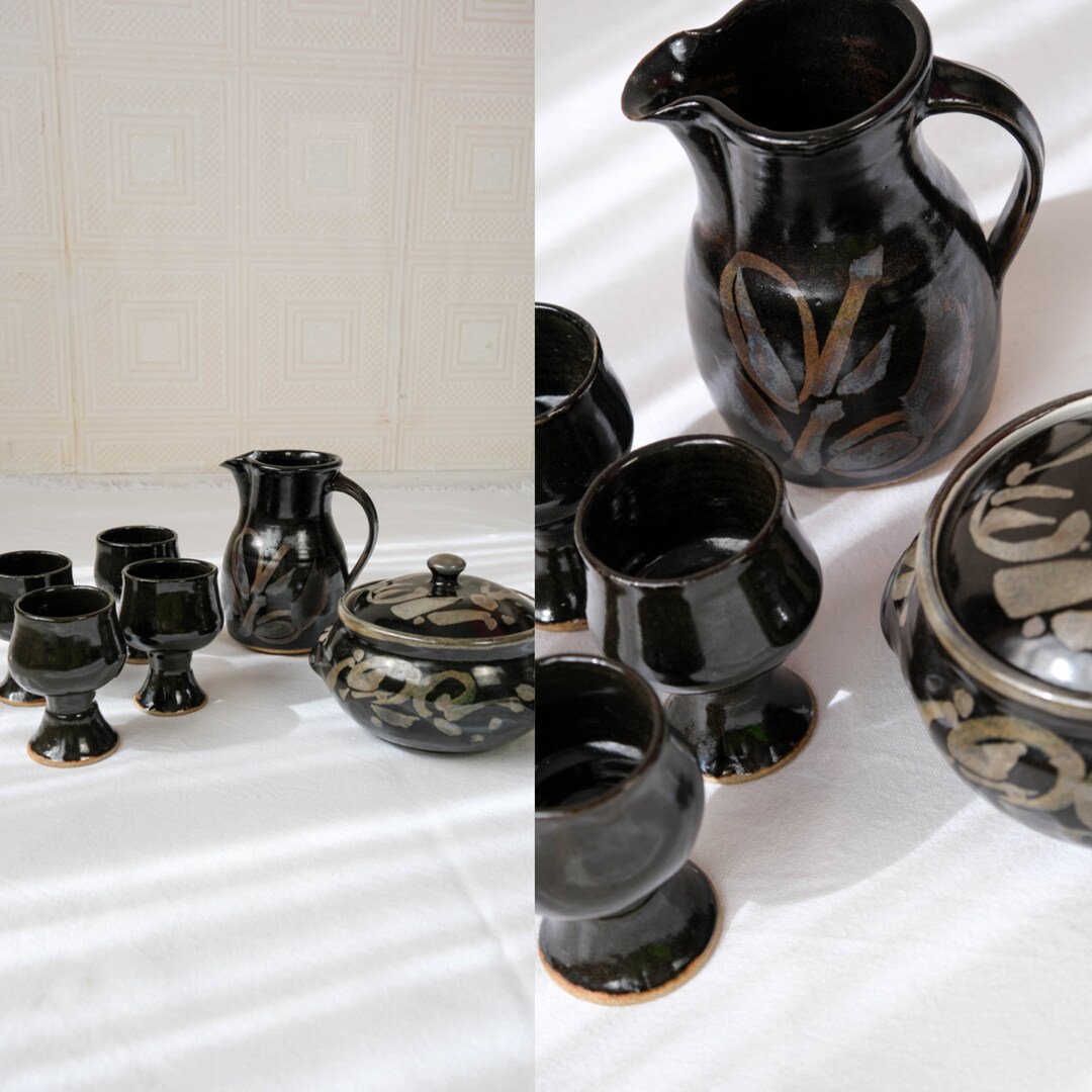 Vintage Stoneware Tea Set W/ Pitcher & Teapot Teaware Japanese Set ...