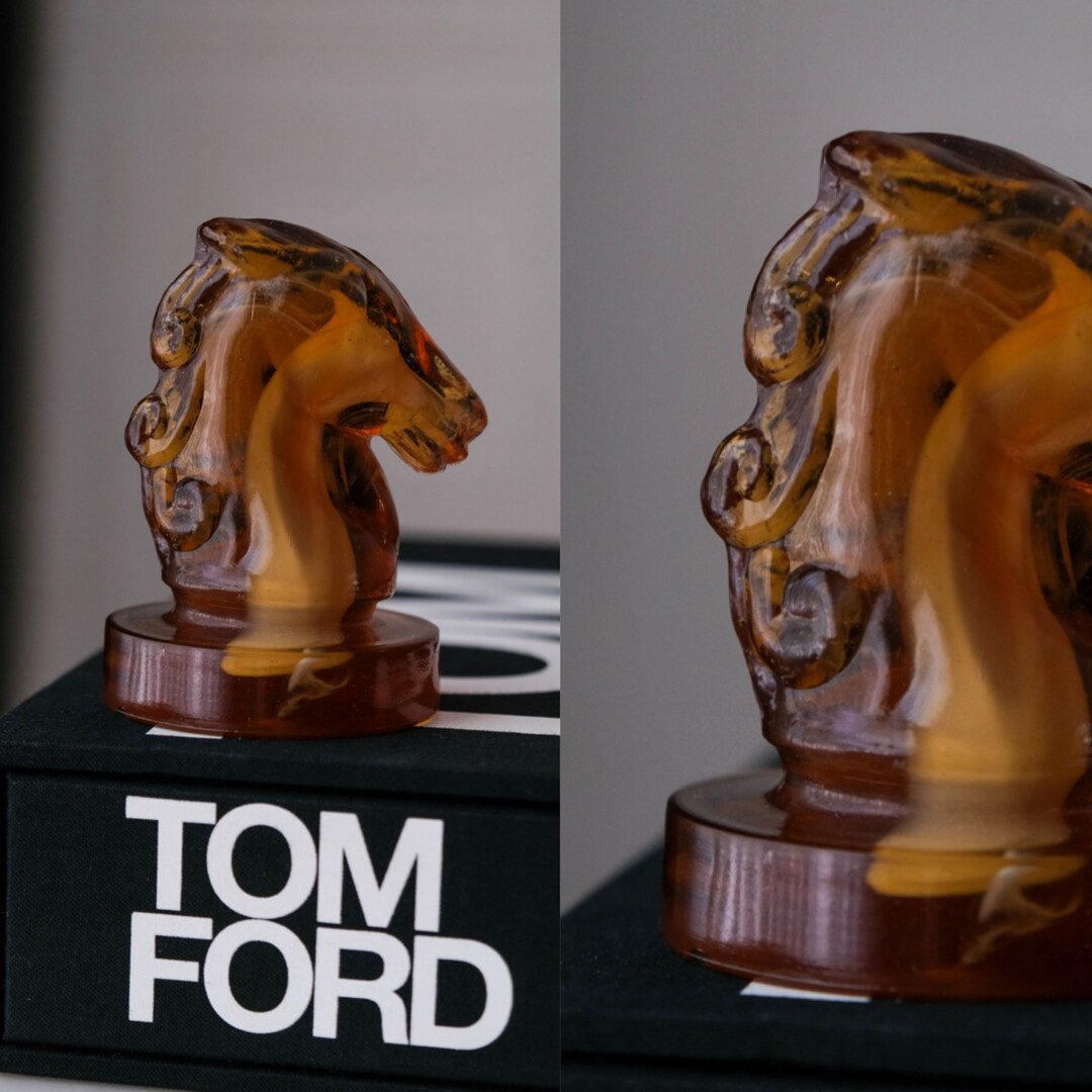 Vintage Rich Honey Glass Knight Horse Decorative Accent | Paperweight ...