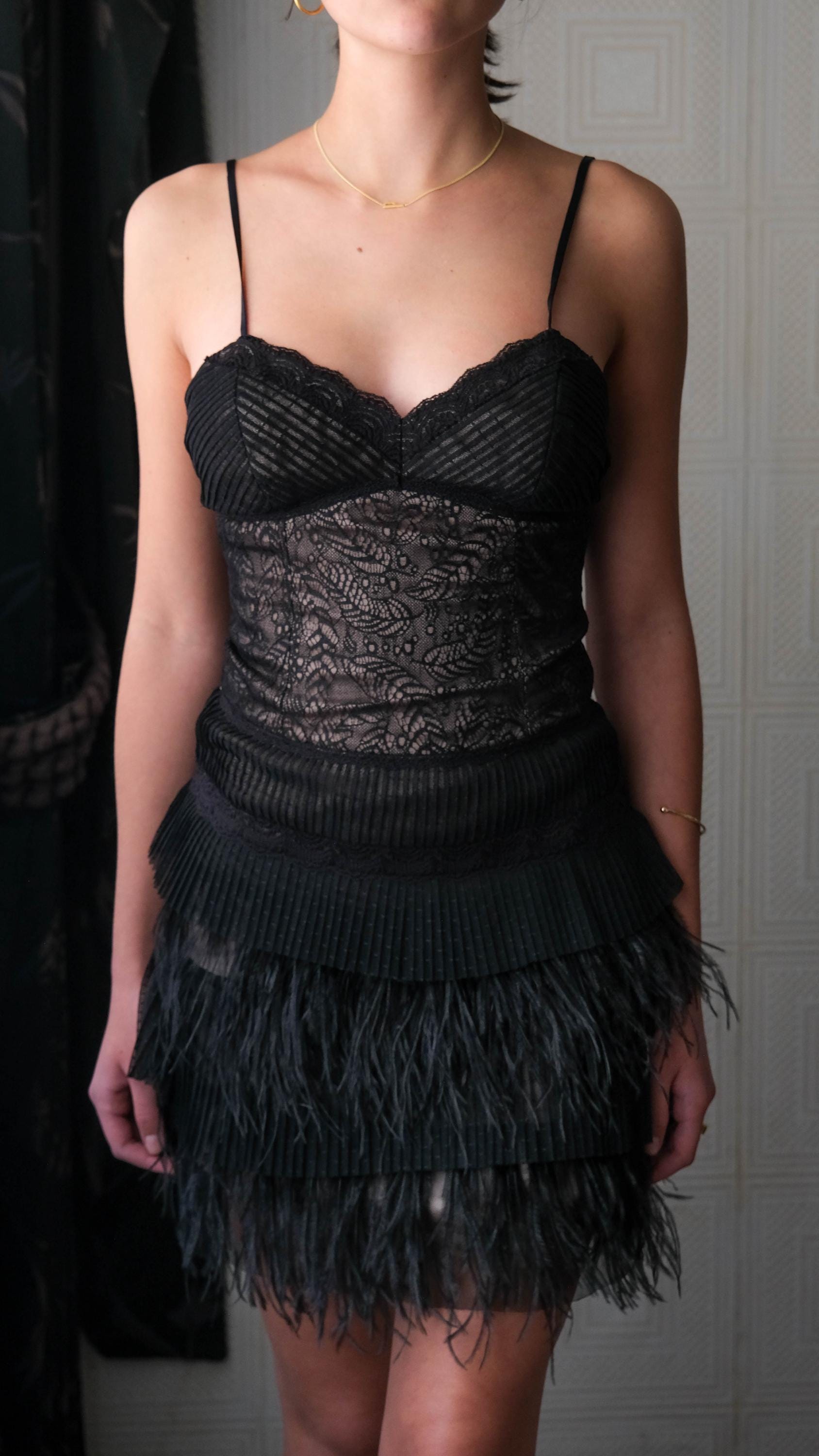 Vintage Y2K BCBG Max Azria Black Designer Lace Mini Tank Dress W ...
