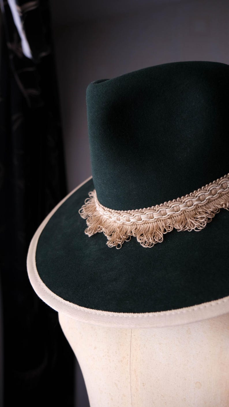 BRANDON WISE Handmade Green 10X Beaver Felt Bohemian Wide Brim Hat W ...