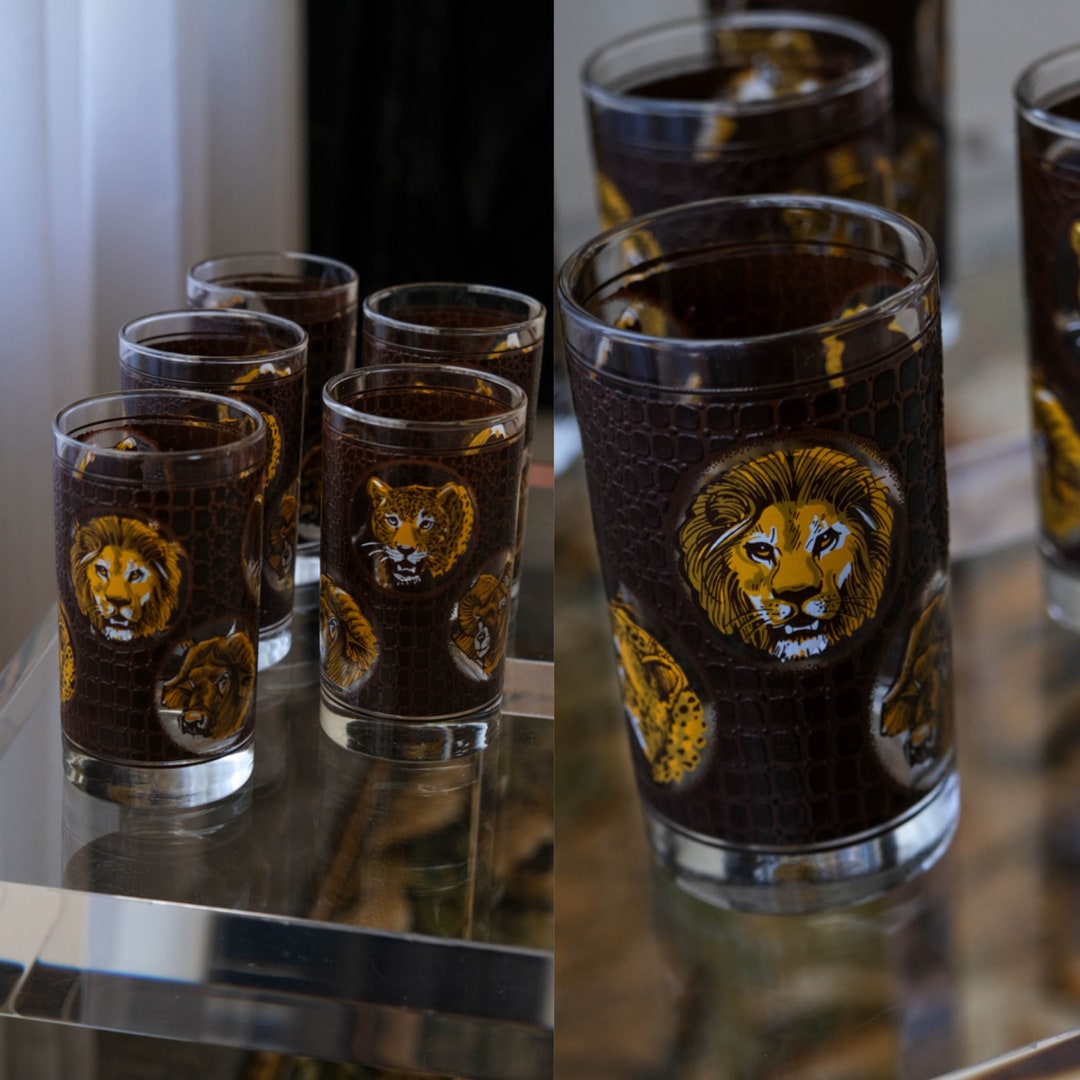 Vintage Embossed Safari Cup Set | Set of 5 | Barware, Vintage Glassware ...