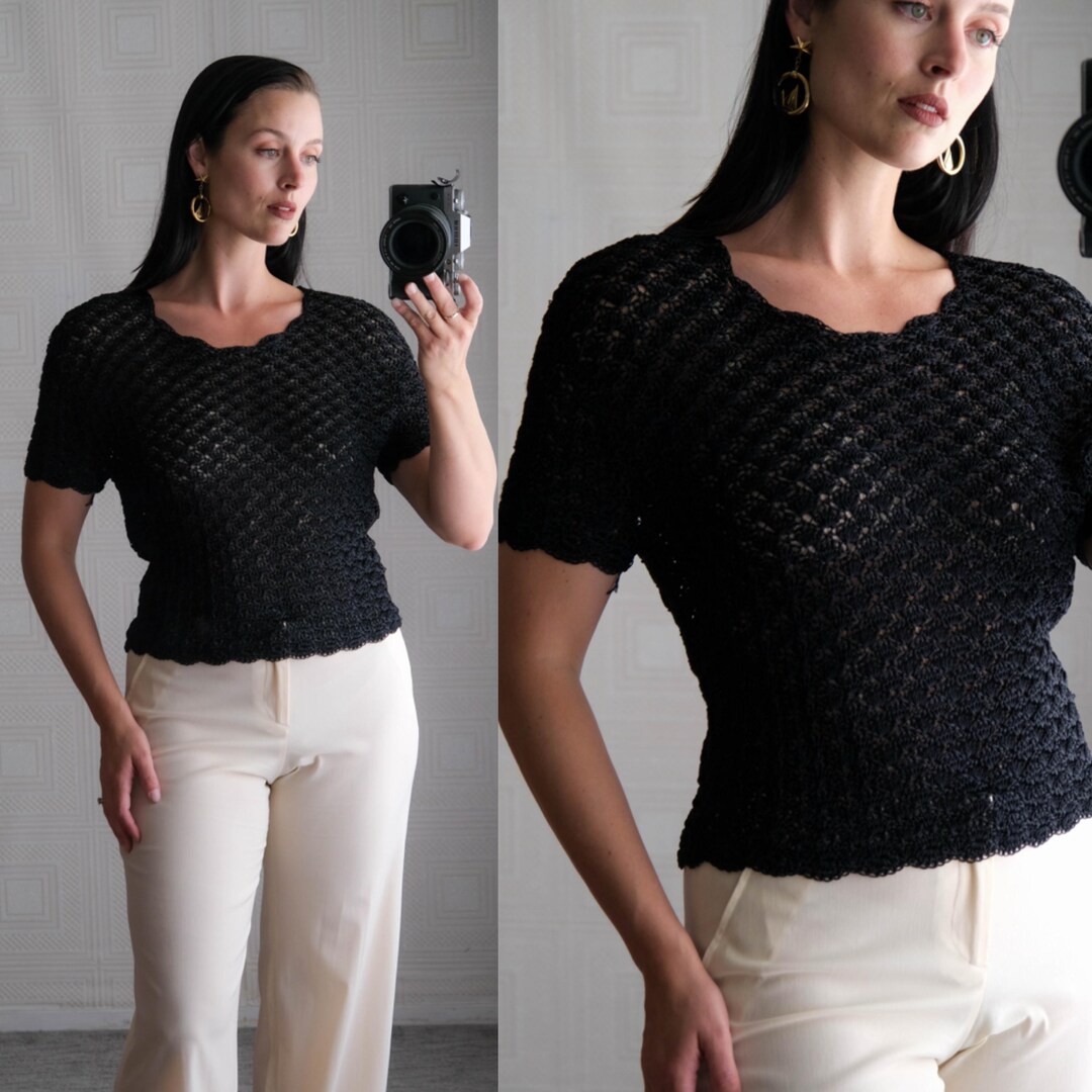 Vintage 90s TODD OLDHAM Archival 1993 Art Deco Crochet Heavy Rayon Knit ...