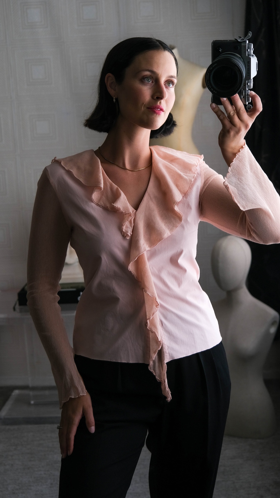 Vintage IMPATTO COLLECTION Light Pink Poplin Button up Shirt W/ Mesh ...