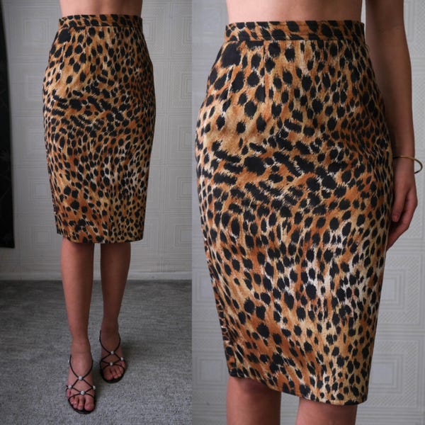 Leopard Pencil Skirt - Etsy