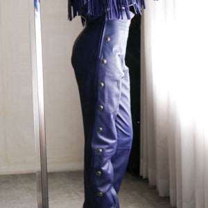 Vintage 80s MICHAEL HOBAN Purple Genuine Leather Cropped Western Fringe ...