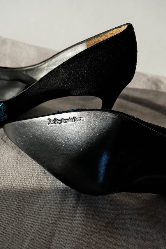 Vintage 90s Red by Ramon Tenza Black Satin Stiletto H… - Gem