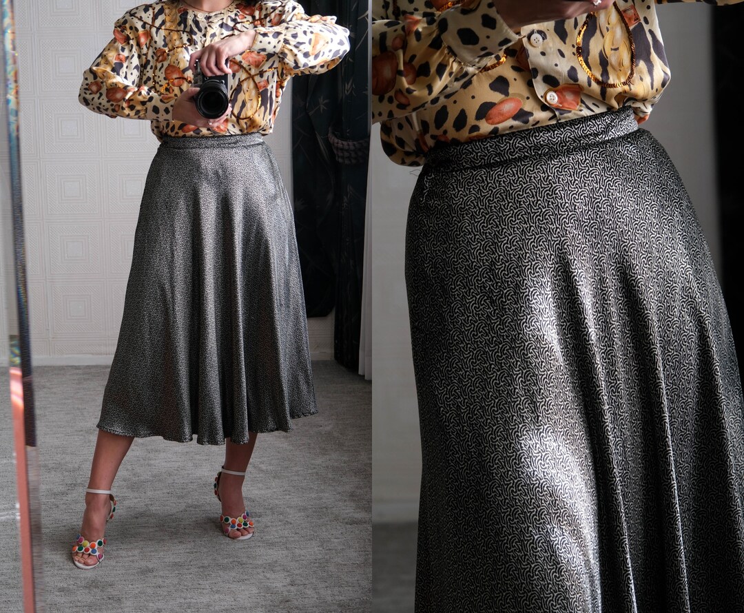 Vintage 80s JUGOEXPORT BEOGRAD Black & Silver Silk Velvet Abstract ...