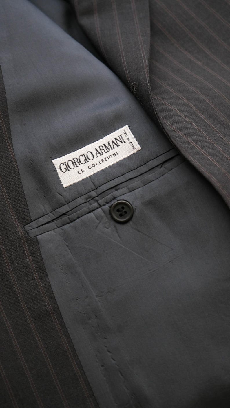 Vintage 90s GIORGIO ARMANI Le Collezioni Charcoal & Copper Stripe Three ...